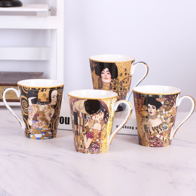 Coffee Tea Cups Mugs With Gustav Klimt Painting Artwork – radekus